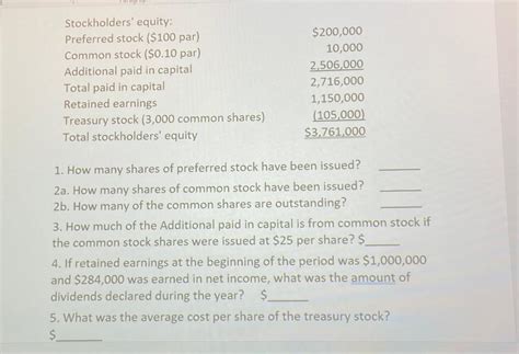 Solved 1 How Many Shares Of Preferred Stock Have Been