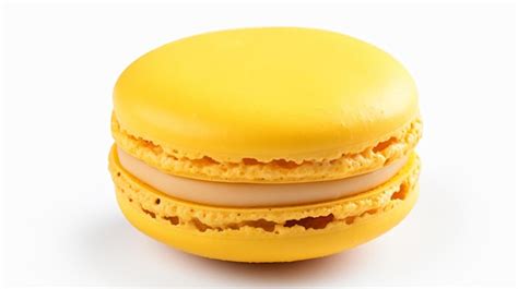 Yellow Macaroon Isolated On White Background Premium Ai Generated Image