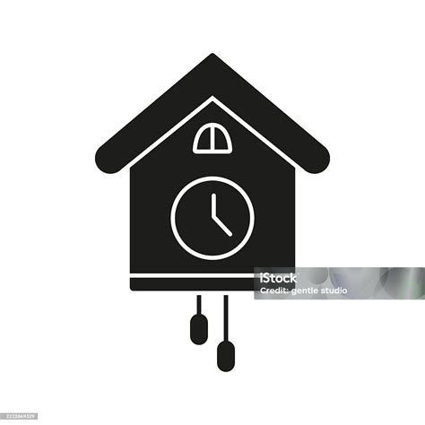 뻐꾸기 시계 솔리드 아이콘입니다 전통적인 시간 기록 가정 장식 및 빈티지 스타일 실루엣 기호 클래식 벽시계 디자인 고립 된 벡터