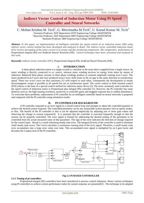 pdf indirect vector control of induction motor using pi speed