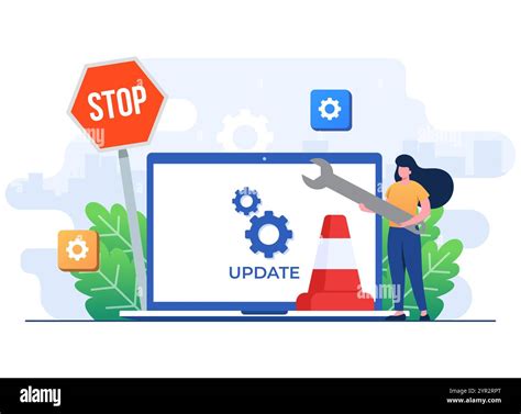 Laptop Computer With Software Update Screen Flat Vector Illustration Laptop Computer With Software Update Screen Flat Vector Illustration