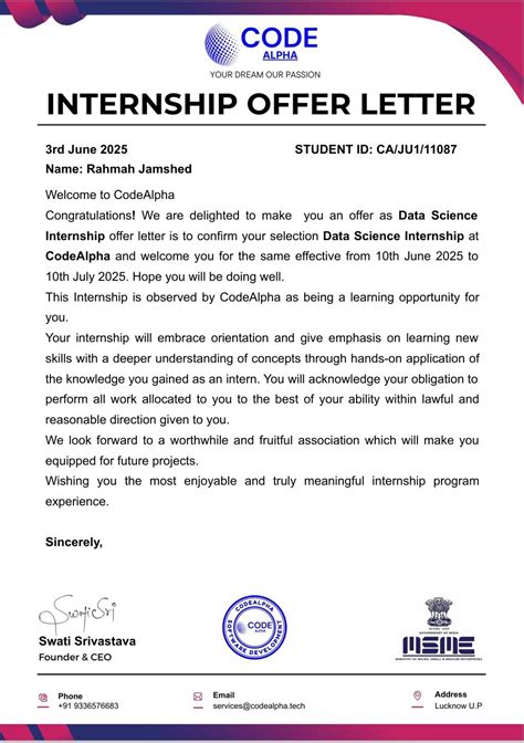 Datascience Internshipopportunity Codealpha Learningbydoing