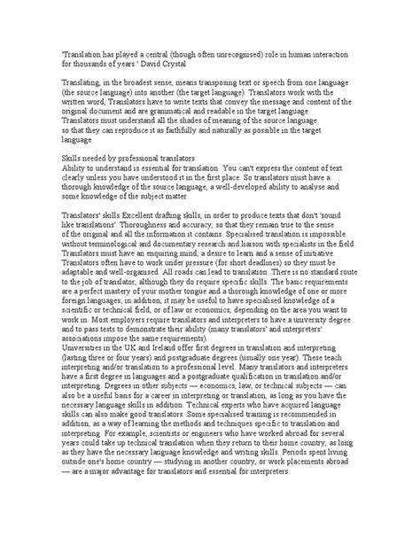 Essential Skills For Professional Translators Pdf Translations