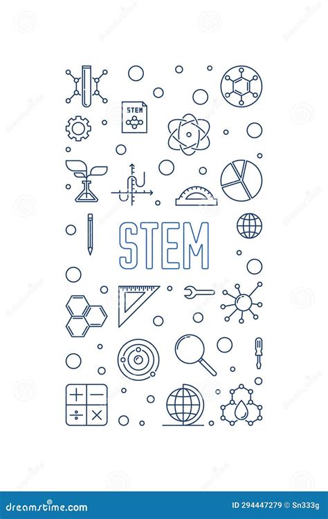 Stem Vector Thin Line Vertical Minimal Blue Banner Science Concept