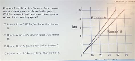 Solved Calculator Calculato Runners A And B Ran In A 5k Race Both