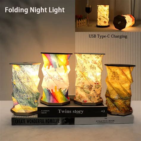 Rotating Night Light Led Creative Folding Table Light Usb Charging