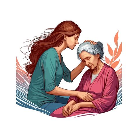 La hija está cuidando a su vieja y enferma madre Vector Premium generado con IA