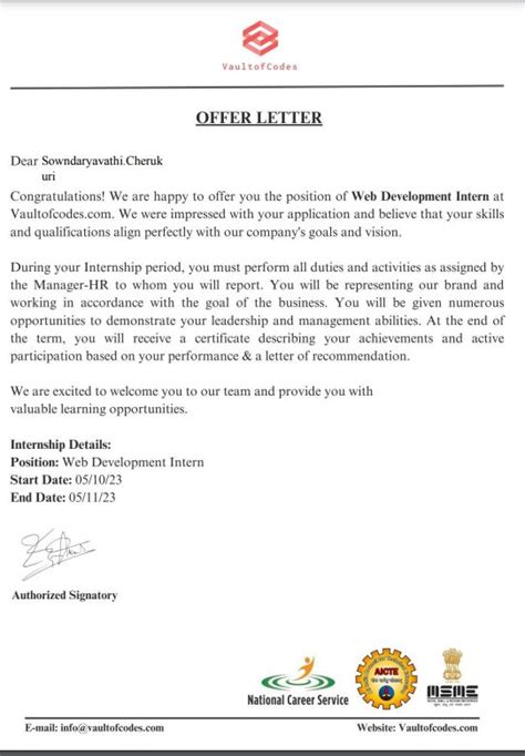 Sowndaryavathi Cherukuri On Linkedin Webdevelopmentintern Vaultofcodes