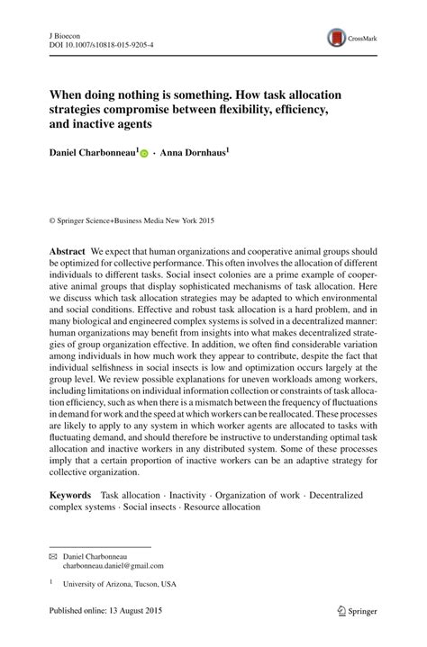 PDF When Doing Nothing Is Something How Task Allocation Strategies Compromise Between