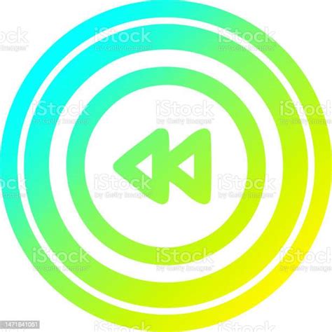 Rewind Button Circular Icon With Cool Gradient Finish Stock