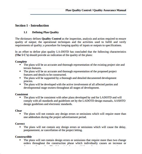 Contractor Quality Control Plan Template