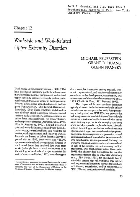 Pdf Workstyle And Work Related Upper Extremity Disorders