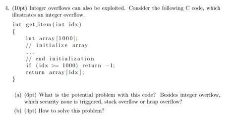 Solved 4 10pt Integer Overflows Can Also Be Exploited