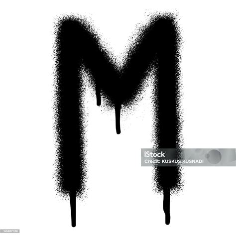 낙서 글꼴 알파벳 M 블랙 스프레이 페인트 벡터 그림입니다 스프레이 페인트에 대한 스톡 벡터 아트 및 기타 이미지 스프레이