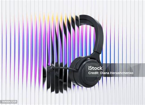 3d 무선 헤드폰 광고 그라데이션이 있는 유리 배경에 검은색 헤드셋 광고 배너 또는 포스터 음악 파티 신제품 발표 현실적인