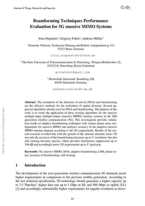 Pdf Beamforming Techniques Performance Evaluation For 5g Massive Mimo Systems