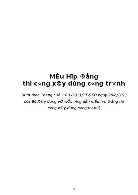 Mau hop dong kem theo TT09-2011 - MÉu Hîp ®ång thi c«ng x©y dùng c«ng tr×nh (KÌm theo Th«ng t sè ...