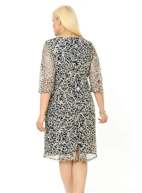 Arıkan Navy Blue Modest Plus Size Evening Dress