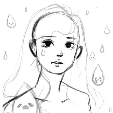 Anime Girls Crying In The Rain Drawings