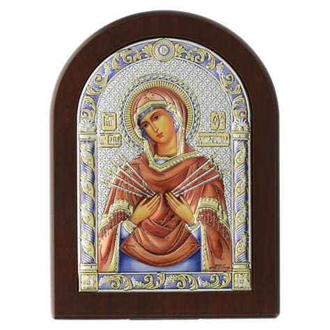 Valenti Colored Bilaminate Mary Seven Swords Icon 16x12 Cm Online