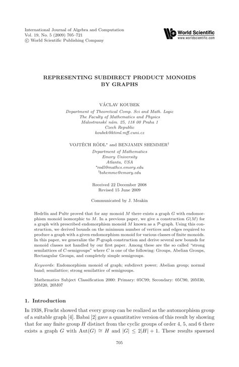 Pdf Representing Subdirect Product Monoids By Graphs