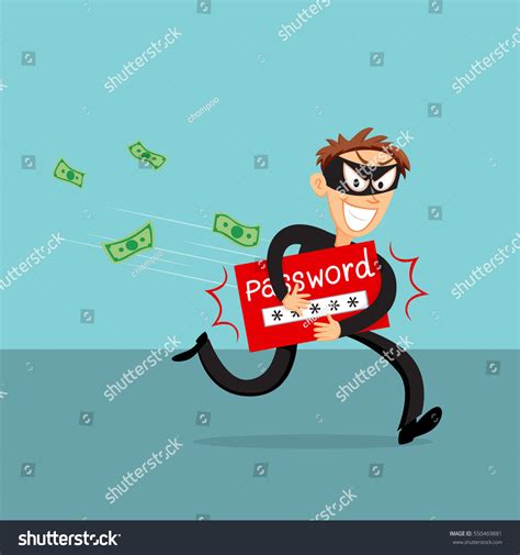 Vektor Stok Thief Hacker Stealing Passwords Computer Vector Tanpa Royalti 550469881 Shutterstock