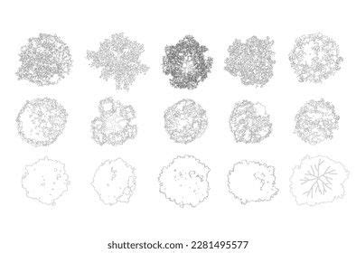 Set Of Tree Top View For Landscape Plan And Architecture Element Trees