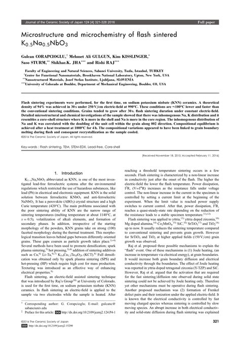 Pdf Microstructure And Microchemistry Of Flash Sintered K0 5na0 5nbo3