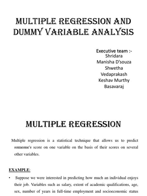 Multiple Regression And Dummy Variable Analysis Pdf Dummy Variable