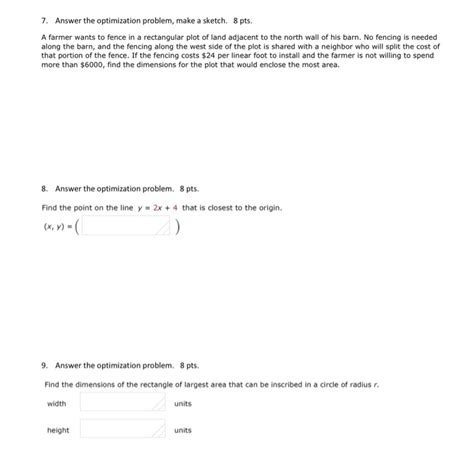 Solved Answer The Optimization Problem Make A Sketch Chegg