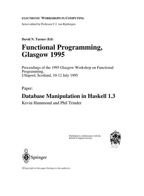 Pdf Database Manipulation In Haskell 13