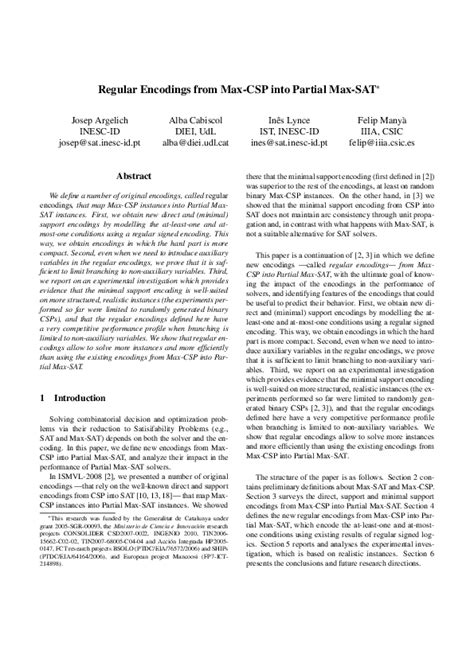 Pdf Regular Encodings From Max Csp Into Partial Max Sat Josep Argelich