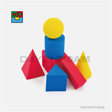 Colorful Eva Foam Shapes 7 Piece Geometric Solids Set