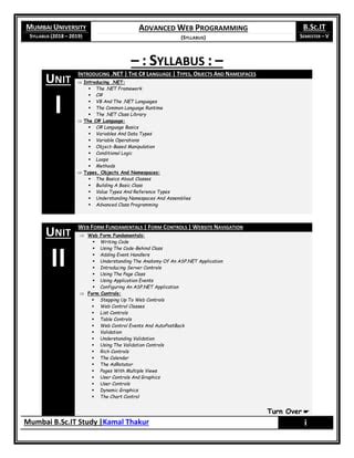 Advanced Web Programming Syllabus Mumbai University PDF Web Development