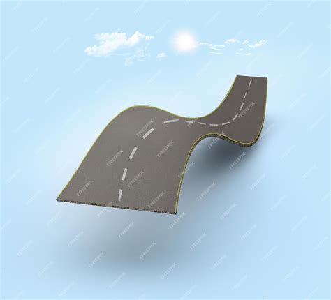 여행 및 휴가 도로 광고 굽힘 도로 및 고속도로 격리 광고의 3d 그림 프리미엄 사진