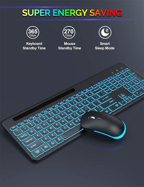 Wireless Keyboard And Mouse With 15 Backlit Effects Rechargeable Keyboard Mouse Combo With Phone