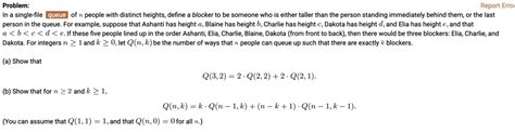 SOLVED Problem Report Error In A Single File Queue Of N People With