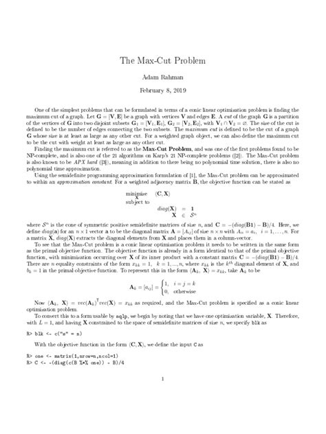 maxcut pdf matrix mathematics graph theory