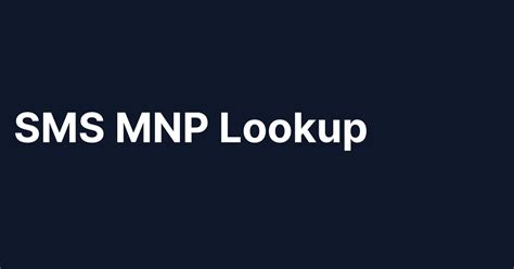 SMS MNP Lookup Comm Com