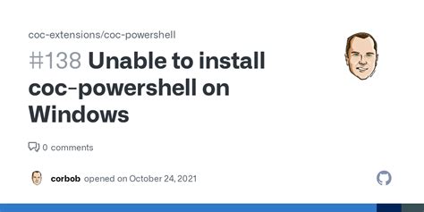 Unable To Install Coc Powershell On Windows Issue 138 Coc Extensions Coc Powershell GitHub