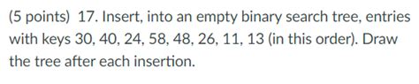 Solved 5 Points 17 Insert Into An Empty Binary Search
