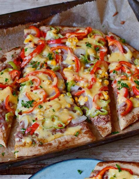 Mexican Pizza Recipe With Refried Beans Vegan Gluten Free Elavegan