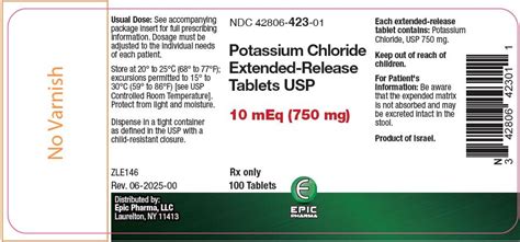 Dailymed Potassium Chloride Tablet Film Coated Extended Release