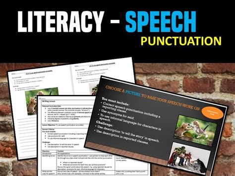 Literacy Lesson Speech Punctuation Teaching Resources