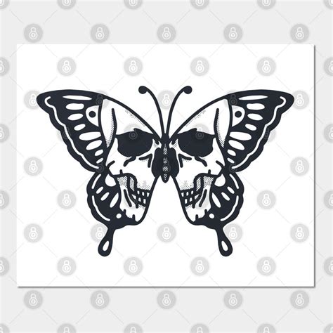 Skull Butterfly Illustration Wall And Art Print Butterfly Artofit