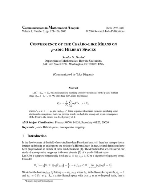 P Adic Hilbert Spaces Pdf Hilbert Space Banach Space