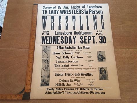 Vintage 1950s Wrestling Poster Lady Wrestlers Minnesota Original 19x24