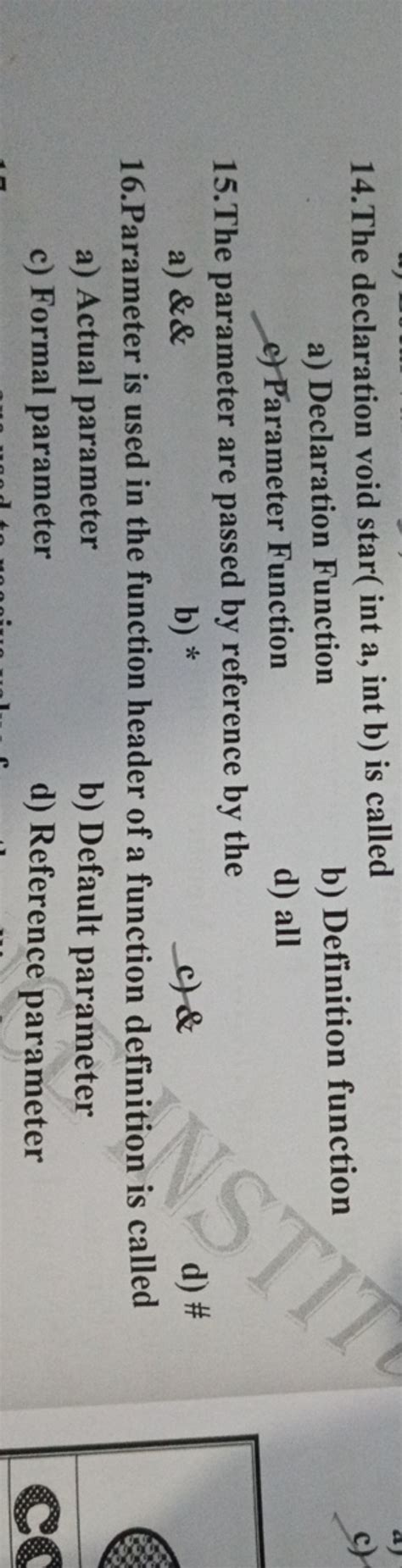 14the Declaration Void Star Int A Int B Is Calleda Declaration Fun