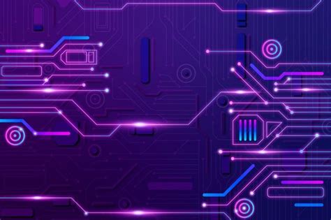 Neon Circuit Board Background Free Vector