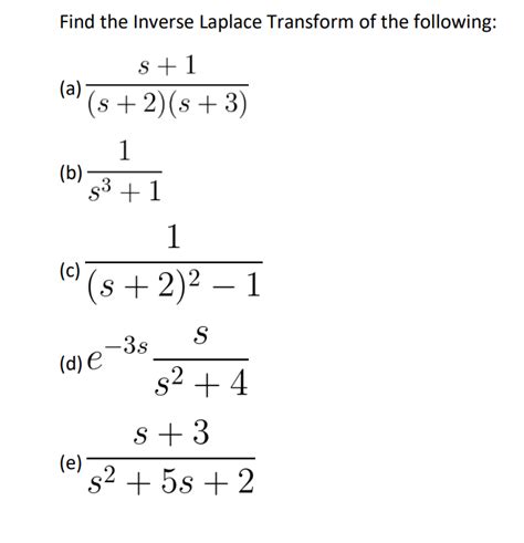solved find the inverse laplace transform of the following